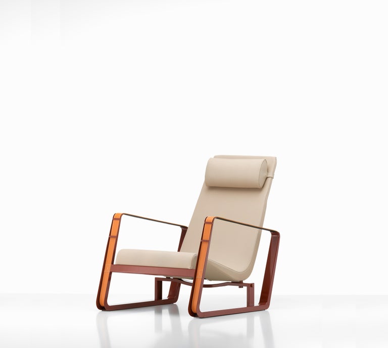 Vitra Cité Armchair in Beige Upholstery with Red Base by Jean Prouvé ...