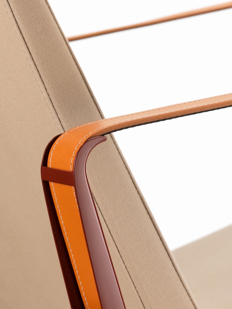 Vitra Cité Armchair in Beige Upholstery with Red Base by Jean Prouvé ...