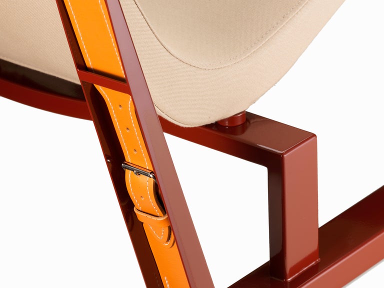 Vitra Cité Armchair in Beige Upholstery with Red Base by Jean Prouvé ...