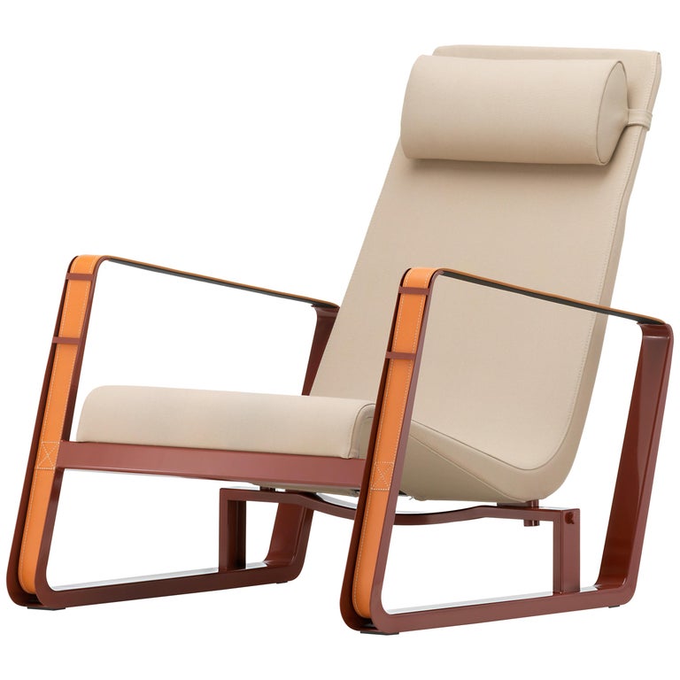 Vitra Cité Armchair in Beige Upholstery with Red Base by Jean Prouvé ...