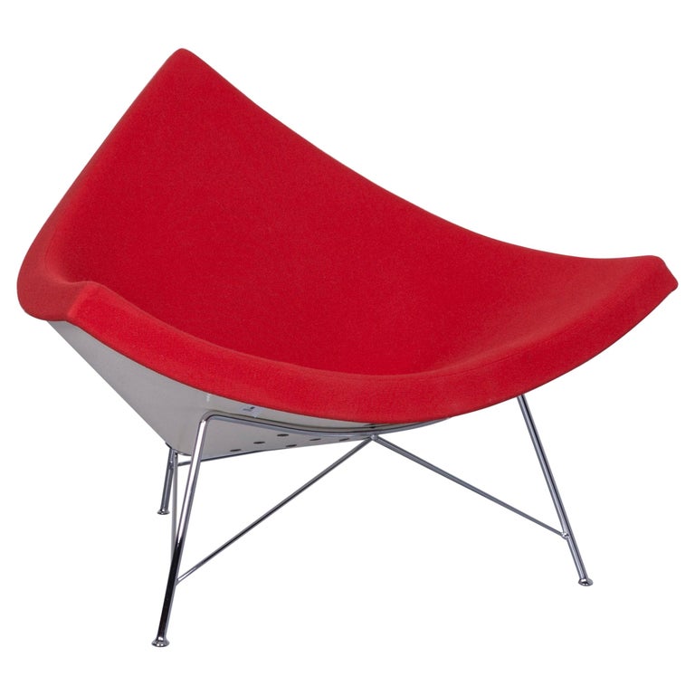 Vitra Coconut Chair Designer Fabric Armchair Red Chrome Chair at 1stDibs