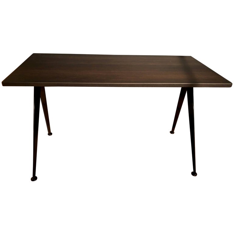 Vitra Compas Direction Desk in Smoked Oak and Black by Jean Prouvé For ...