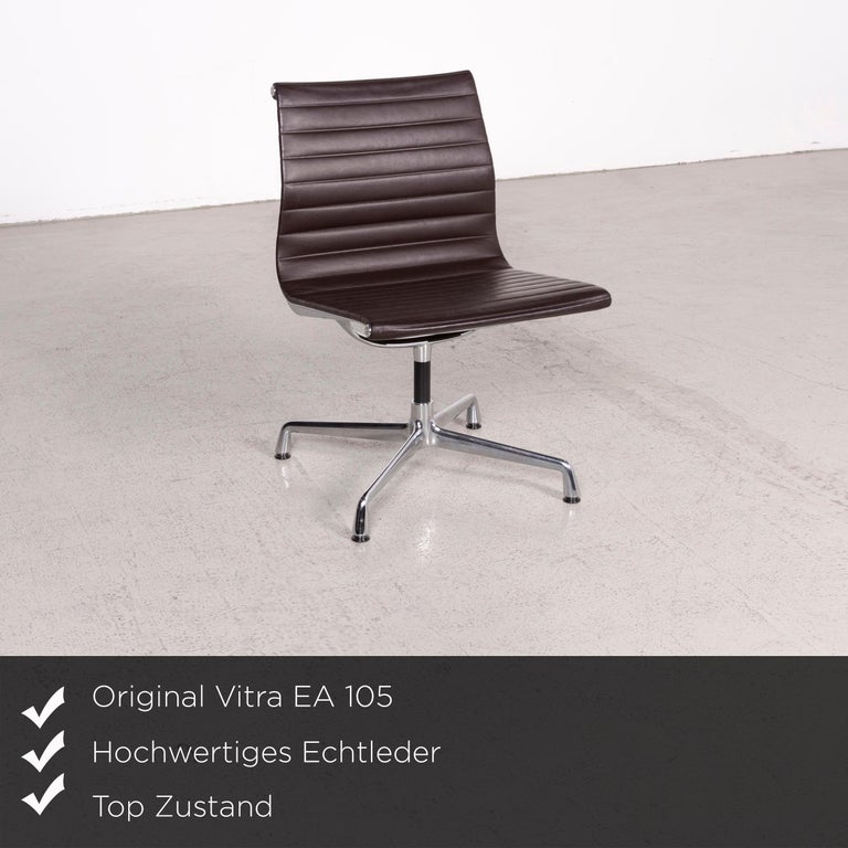 Vitra EA 105 Designer Leather Chair Brown Real Leather Armchair by ...