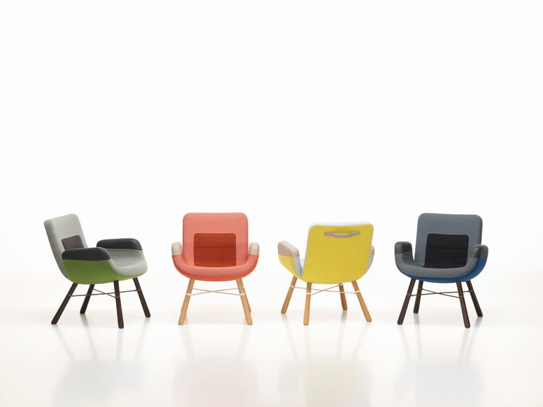 Vitra East River Chair in Red Combo Fabric with Oak Legs by Hella ...