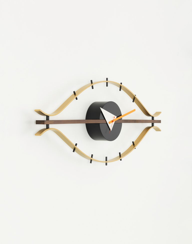 Vitra Eye Clock in Brass and Walnut by George Nelson For Sale at 1stDibs
