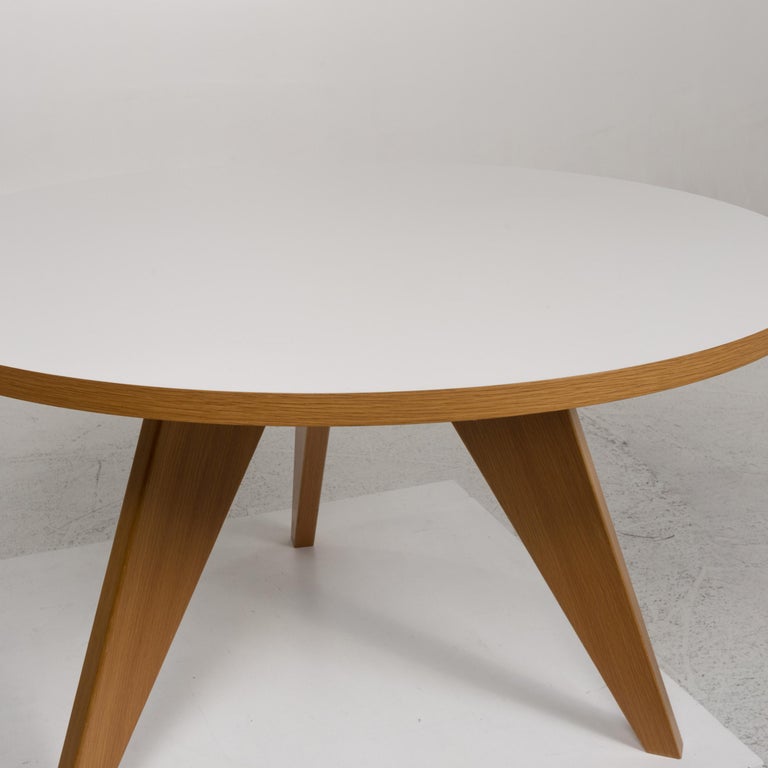 Vitra Gueridon Prouve Wood Dining Table White Round Table at 1stDibs