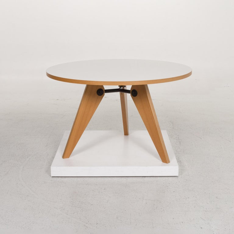 Vitra Gueridon Prouve Wood Dining Table White Round Table at 1stDibs