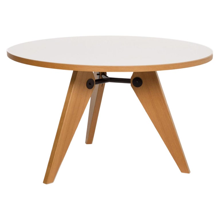 Vitra Gueridon Prouve Wood Dining Table White Round Table at 1stDibs