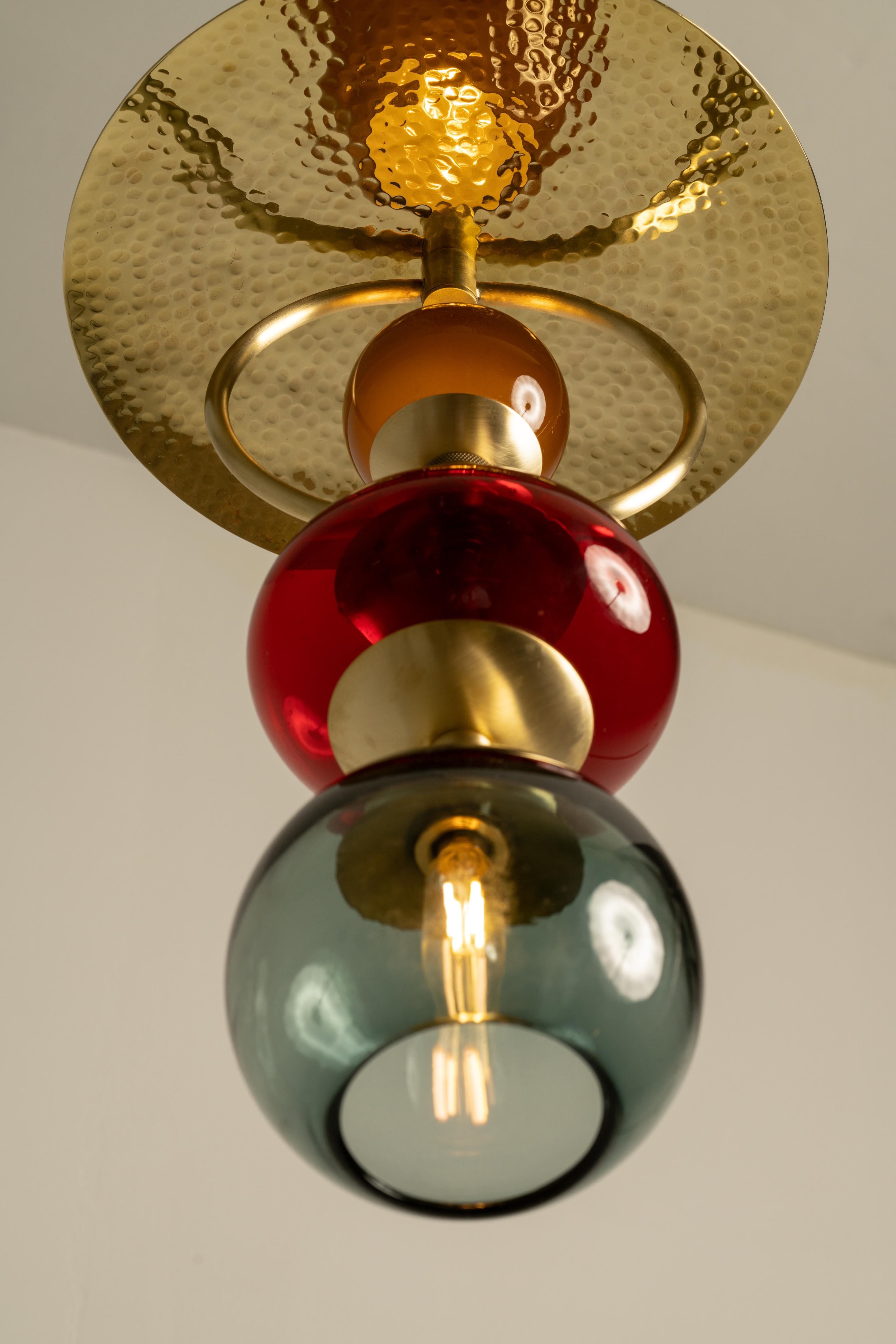 Organic Modern Pendant Light Brushed Brass Blown Glass Globes For Sale ...