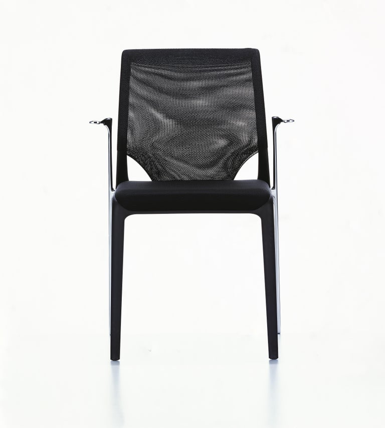 Vitra Meda Slim Chair in Black Nova and Chrome Legs by Alberto Meda For ...