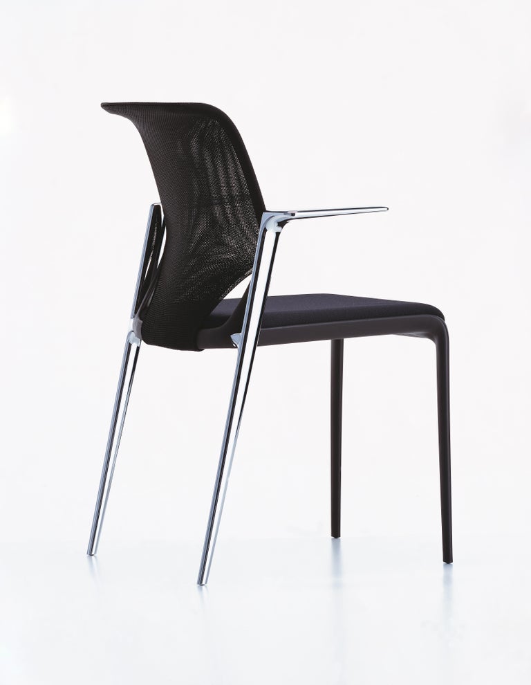 Vitra Meda Slim Chair in Black Nova and Chrome Legs by Alberto Meda For ...