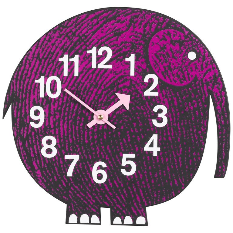 Vitra Zoo Timers Elihu the Elephant Wall Clock in Pink and Black by ...