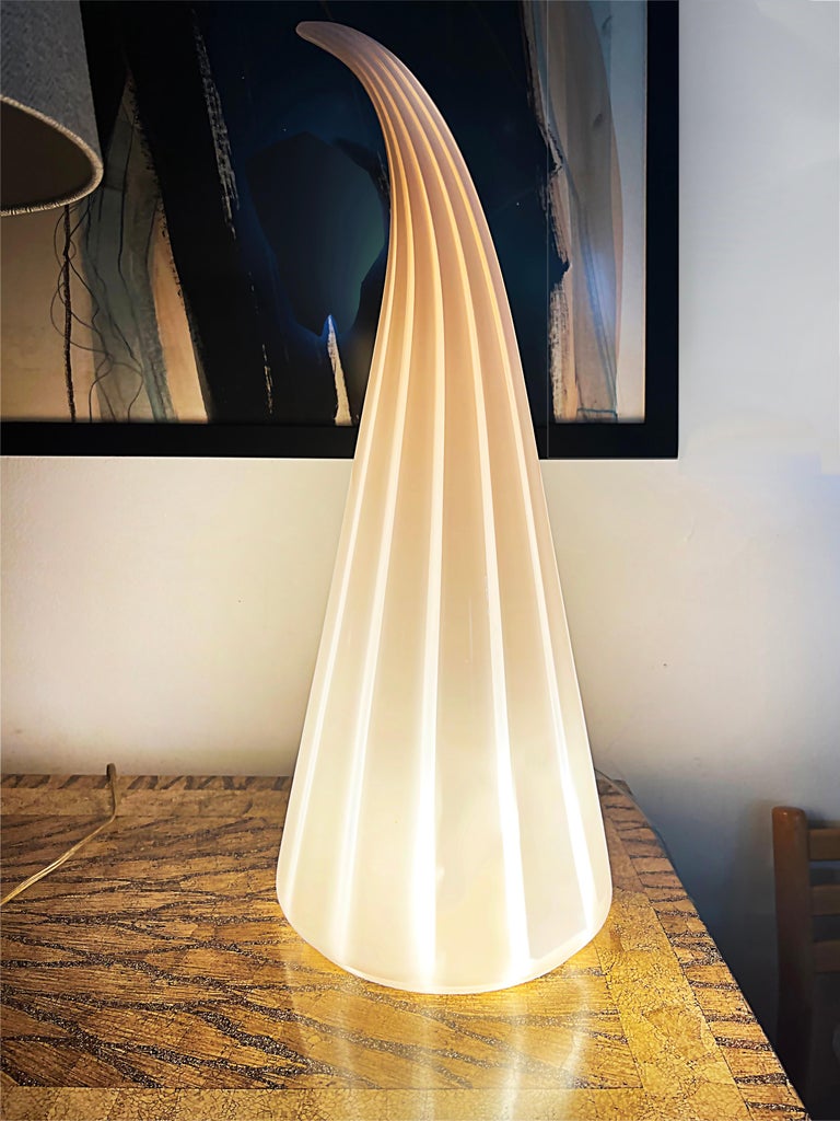 Vitri Murano Glass Conical Curved Sculptural Table Lamps, 1980s, Pair ...