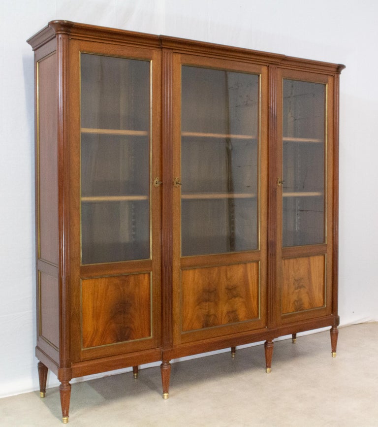 Vitrine Bookcase Mahogany French Vintage Louis XVI Revival at 1stDibs