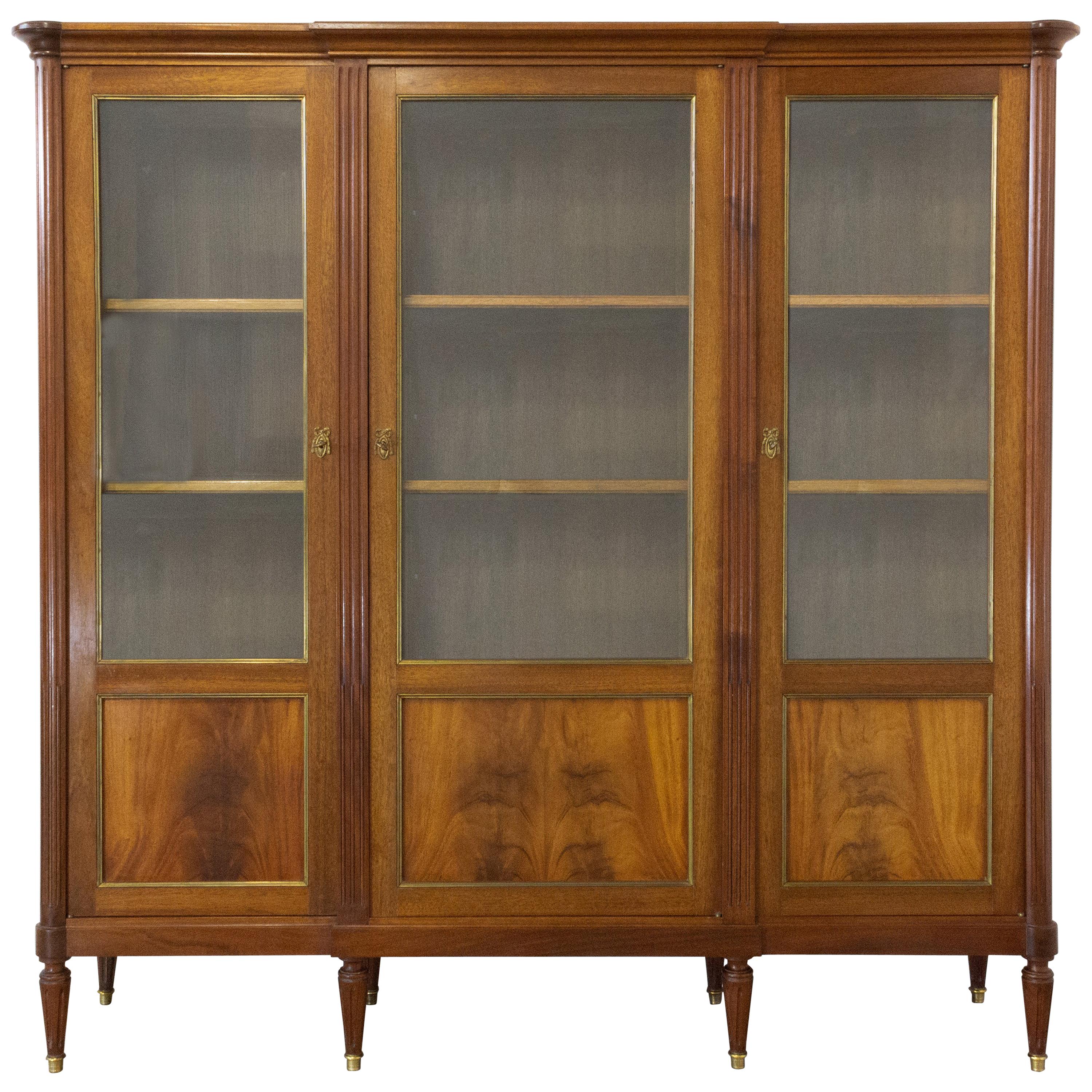 Vitrine Bookcase Mahogany French Vintage Louis XVI Revival at 1stDibs