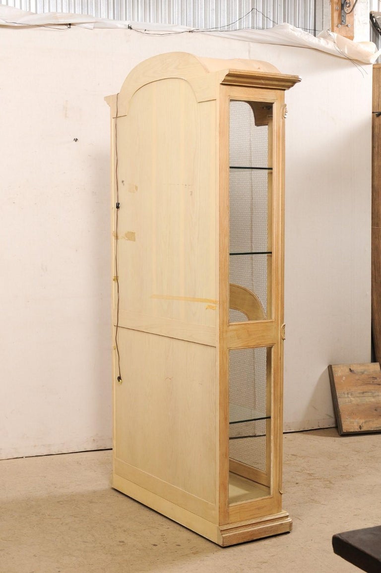 Vitrine with Arch-Pediment Top, Glass Shelving and Wire Front Door For ...
