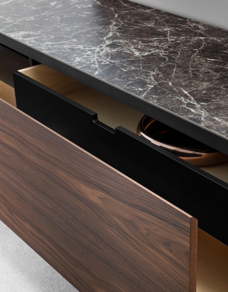 Vitrum Sideboard in Black Lacquered Legs and Emperador Ceramic by ...