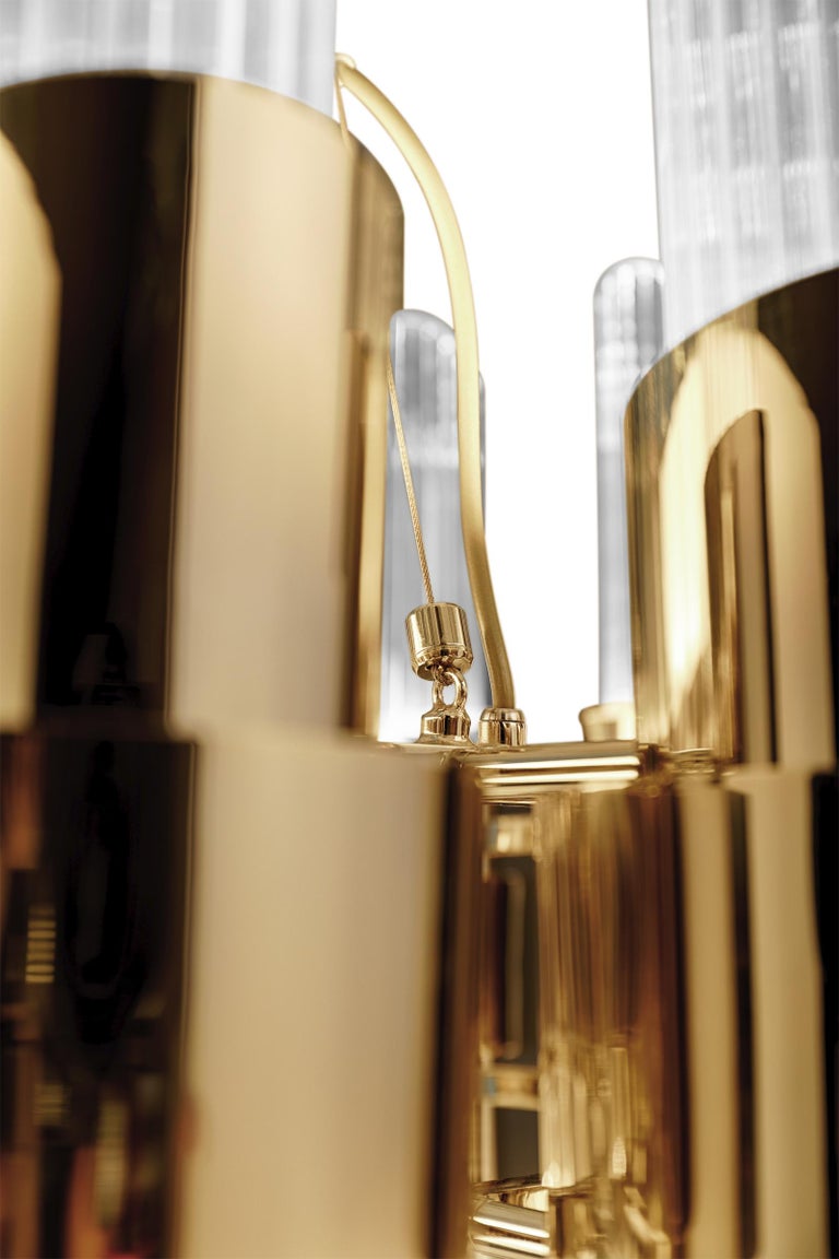 Vitta Gold Round Suspension with Crystal Glass Cylinders For Sale at ...