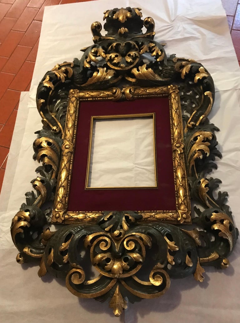 Vittoria Italian Baroque Frame Gilt and Green Wood For Sale at 1stDibs ...
