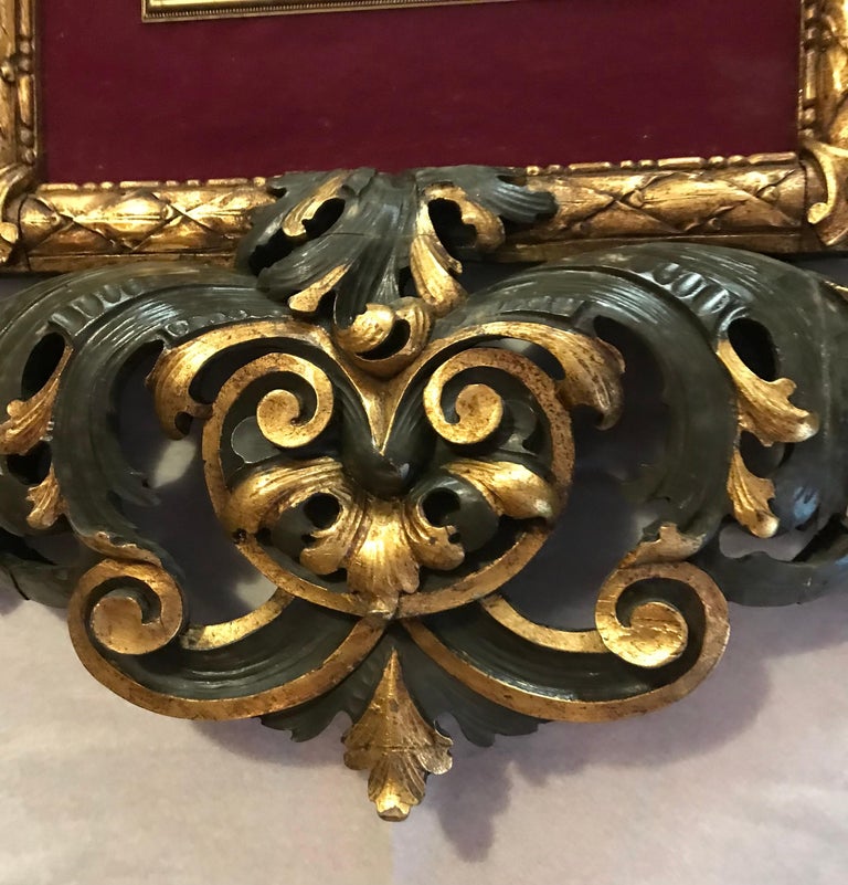 Vittoria Italian Baroque Frame Gilt and Green Wood For Sale at 1stDibs ...