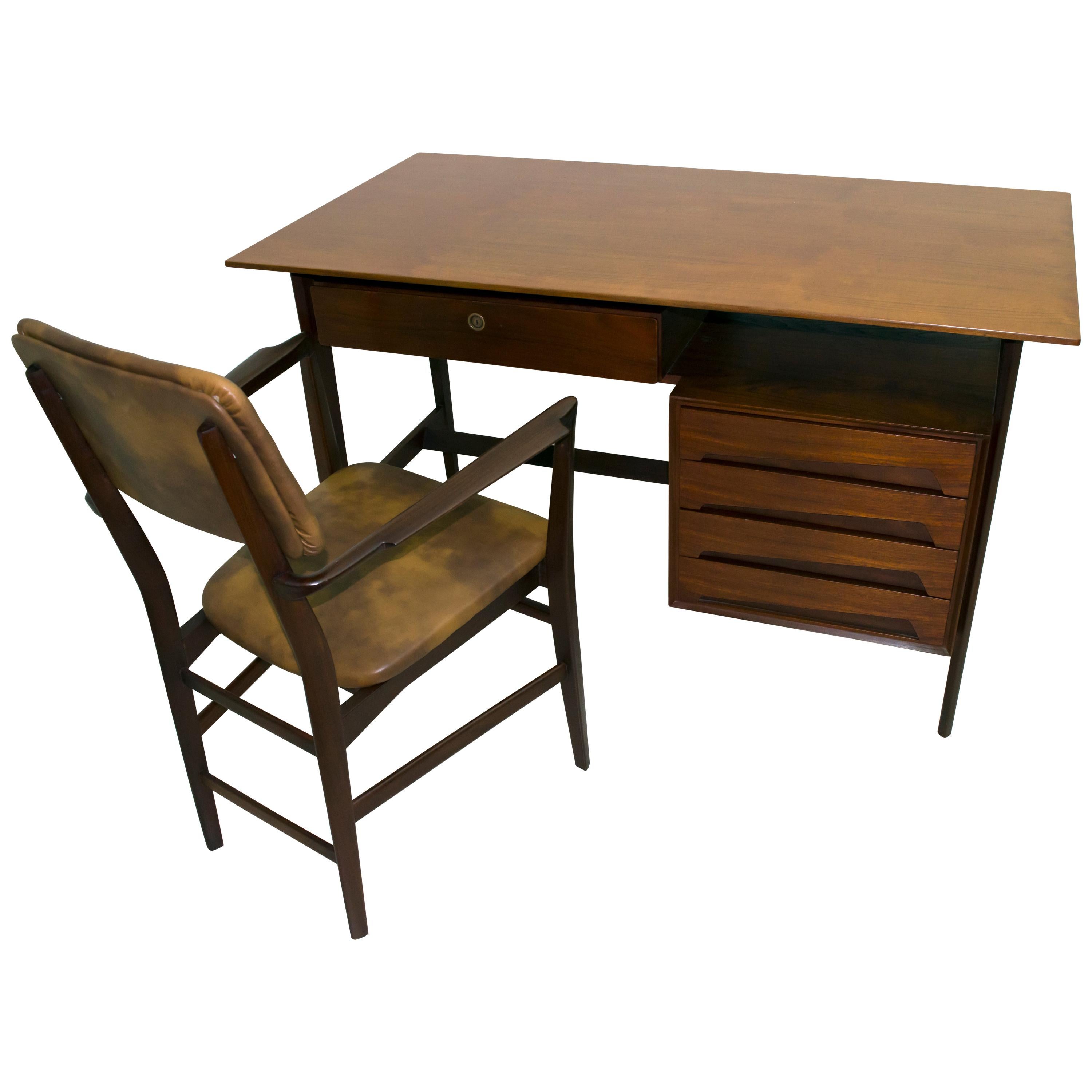 1950s Mid-Century Modern Black Lacquer Desk at 1stdibs