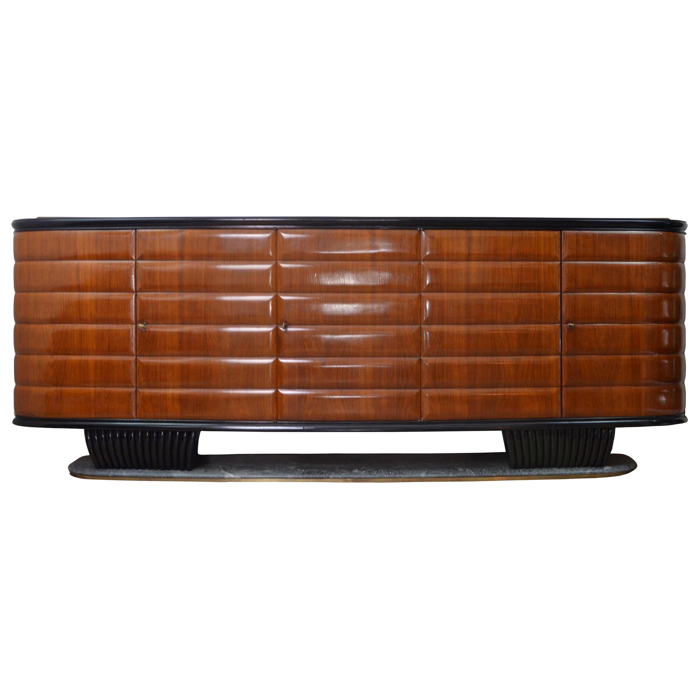 Vittorio Dassi Wood Green Marble Credenza for Mobili Moderni, Italy ...