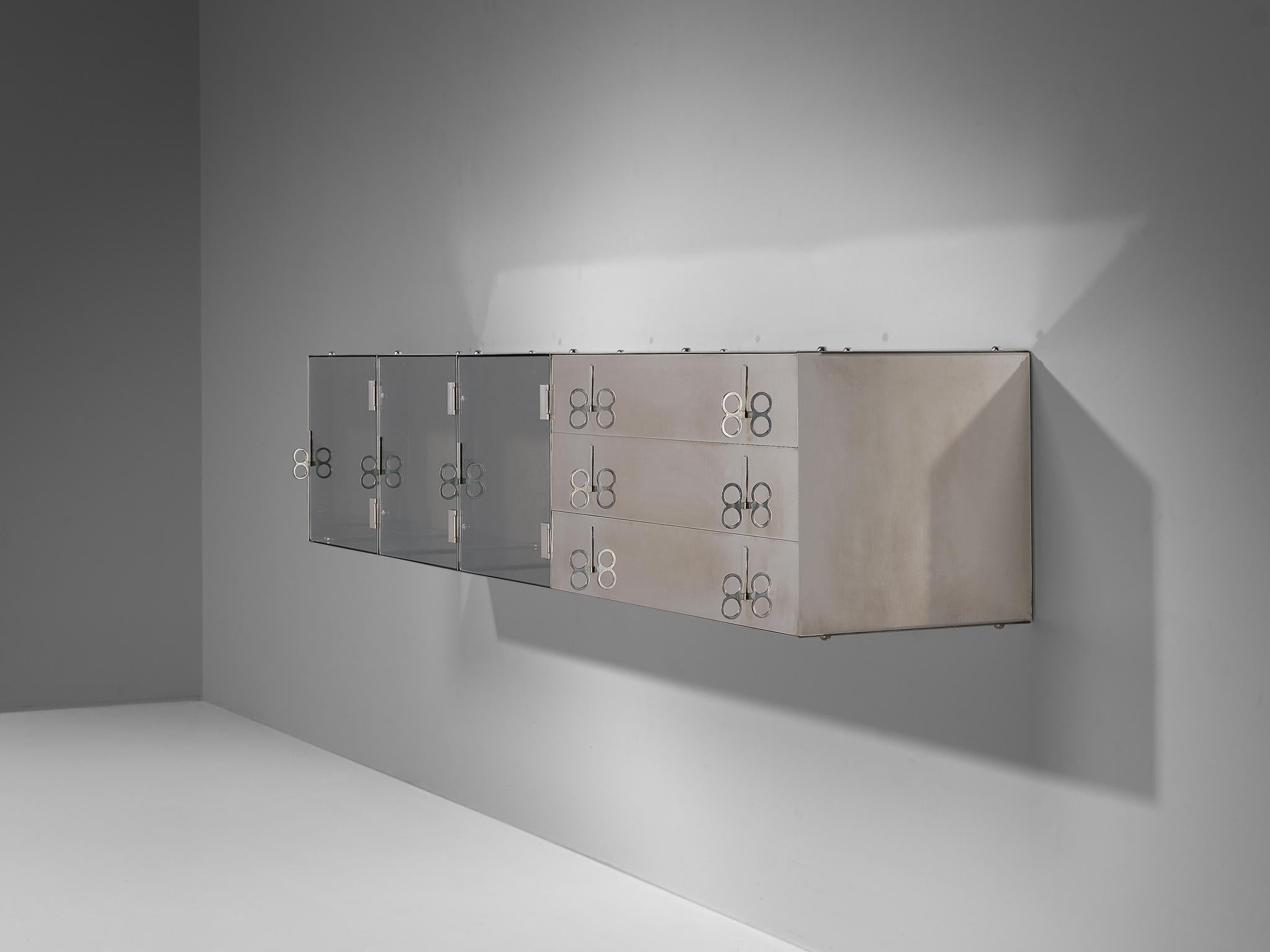 Vittorio Introini for Saporiti Mirrored Sideboard in Polished Aluminum ...