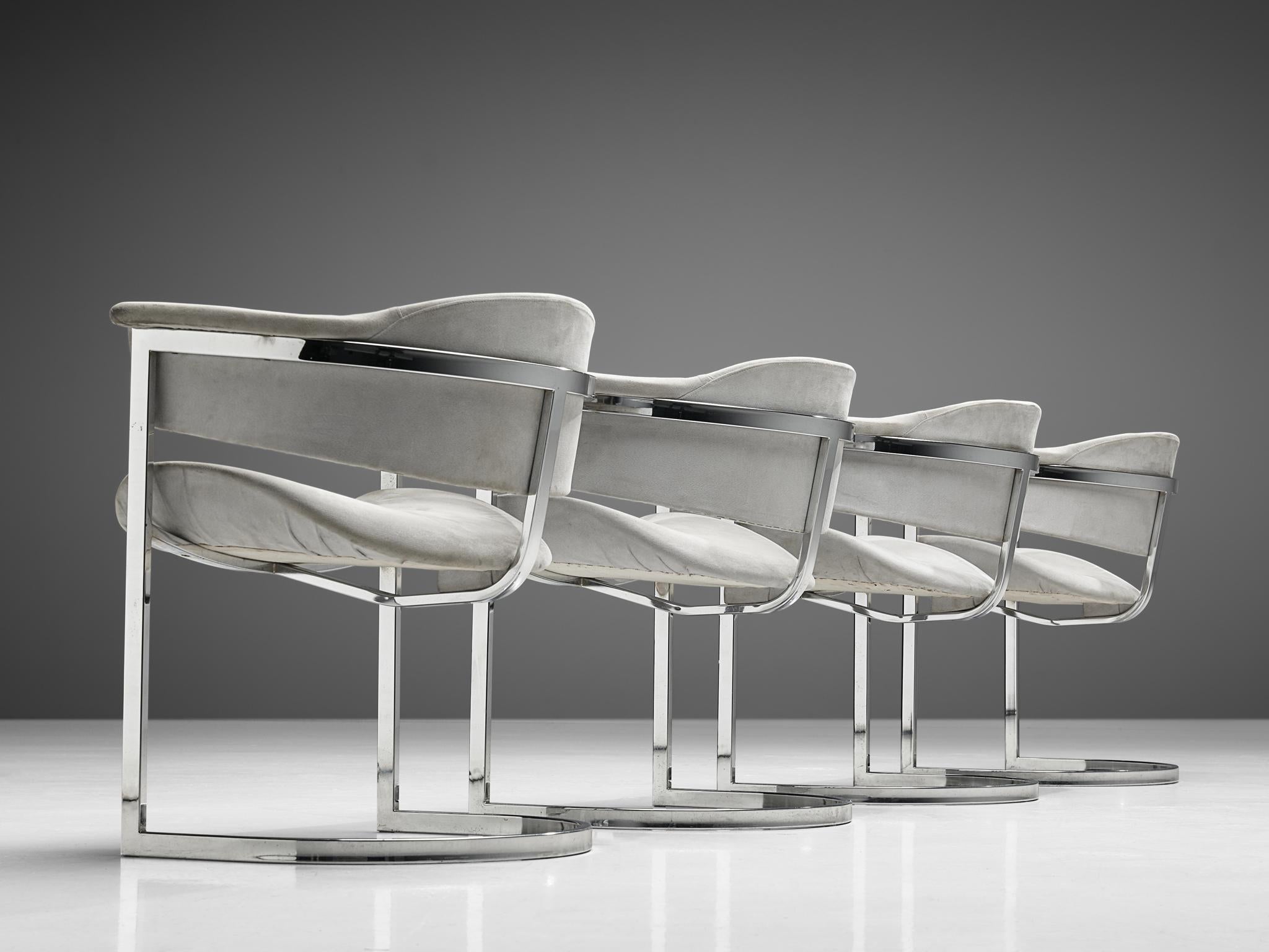 Vittorio Introini Set of Four Dining Chairs in Chromed Steel For Sale ...