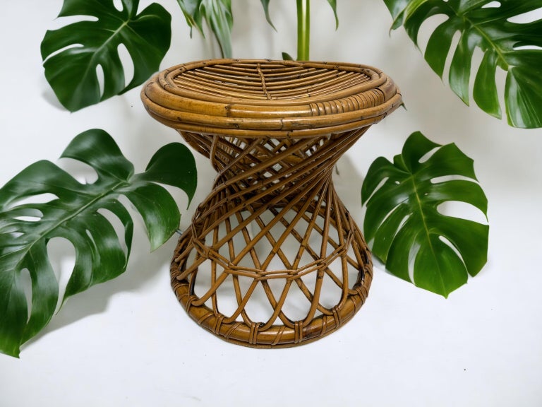 Vivai del Sud Bamboo Rattan Decorative Side table Flower Pot Stand or ...