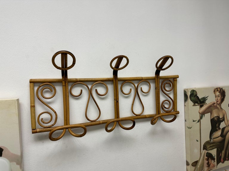 Vivai Del Sud Bamboo Wicker Coat Rack, Italy, 1970s For Sale at 1stDibs