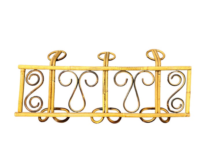 Vivai Del Sud Bamboo Wicker Coat Rack, Italy, 1970s For Sale at 1stDibs