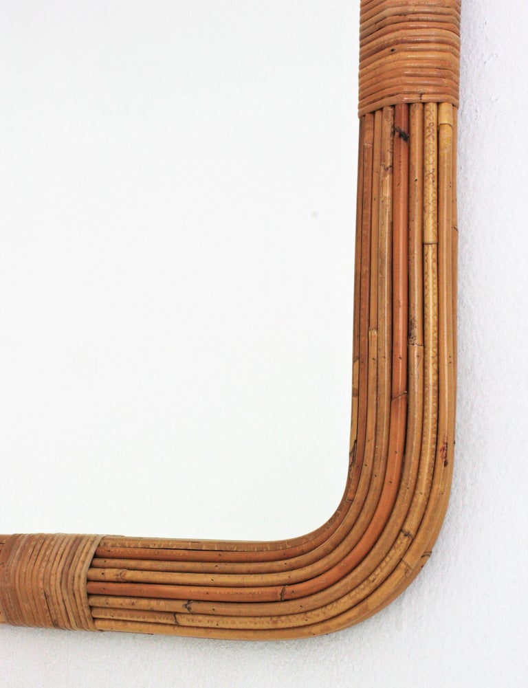 Vivai del Sud Rattan Pencil Reed Organic Modern Rectangular Mirror For ...