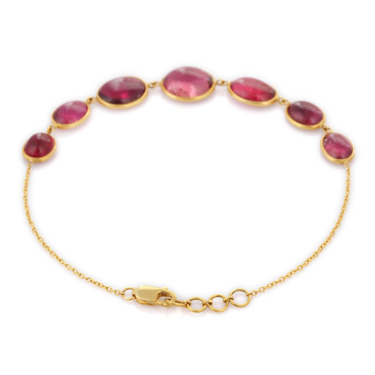 Vivid 13.15 Ct Oval Ruby Chain Bracelet in 18K Yellow Gold, Ruby Chain ...