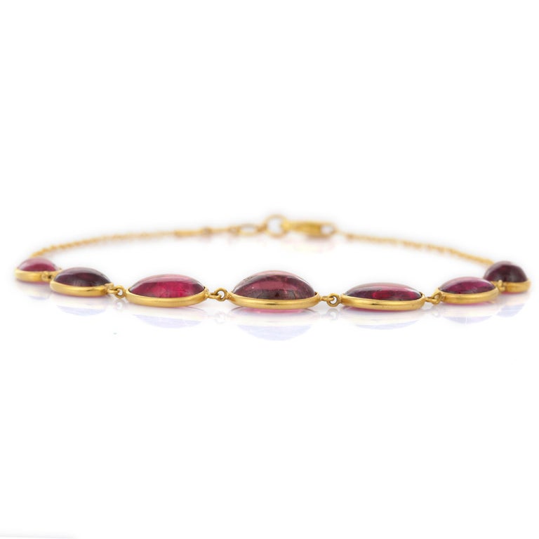 Vivid 13.15 Ct Oval Ruby Chain Bracelet in 18K Yellow Gold, Ruby Chain ...