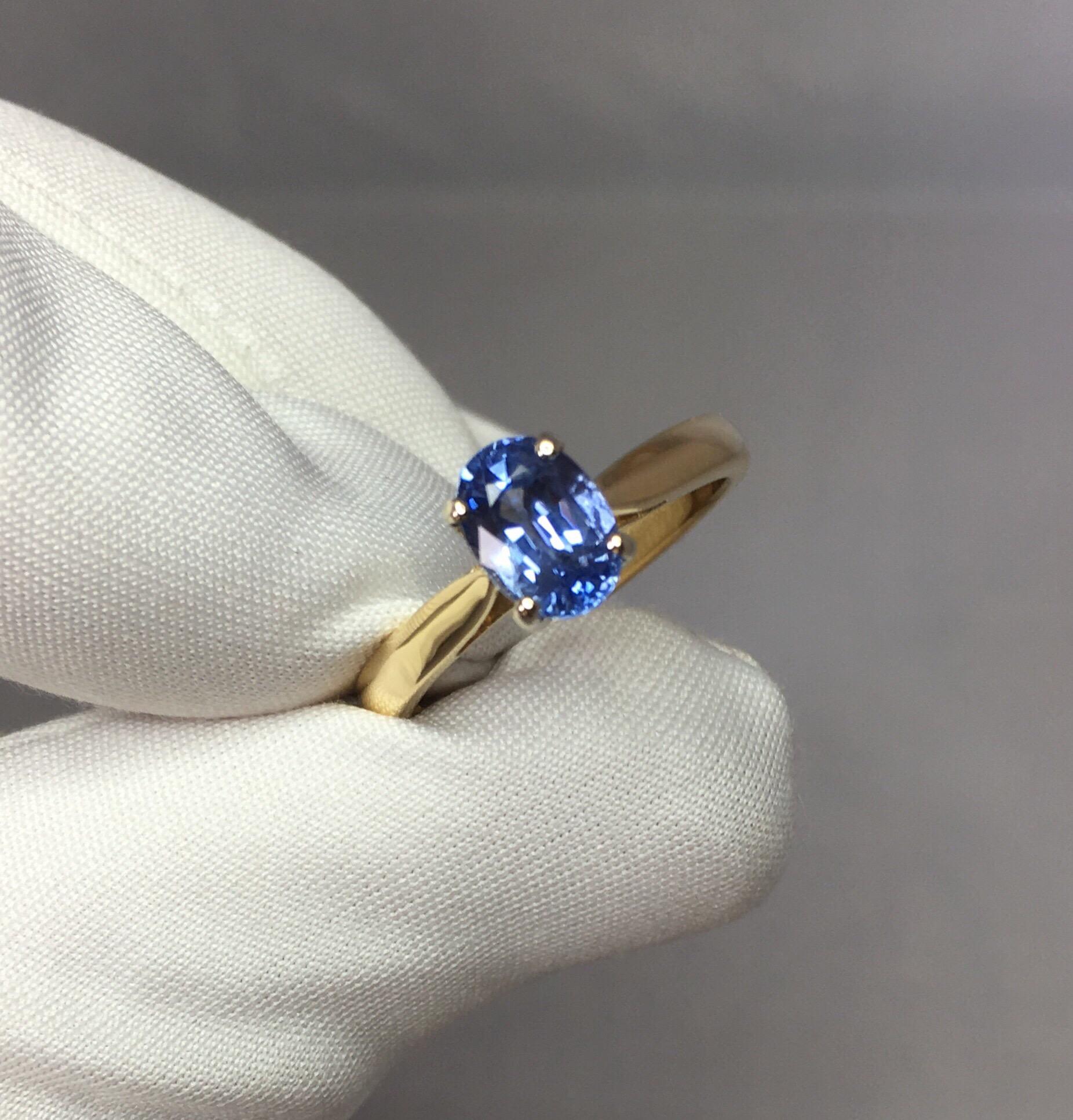 Vivid Blue Ceylon Sapphire 1.33 Carat Oval Cut 18 Karat Gold Solitaire Ring at 1stDibs ...