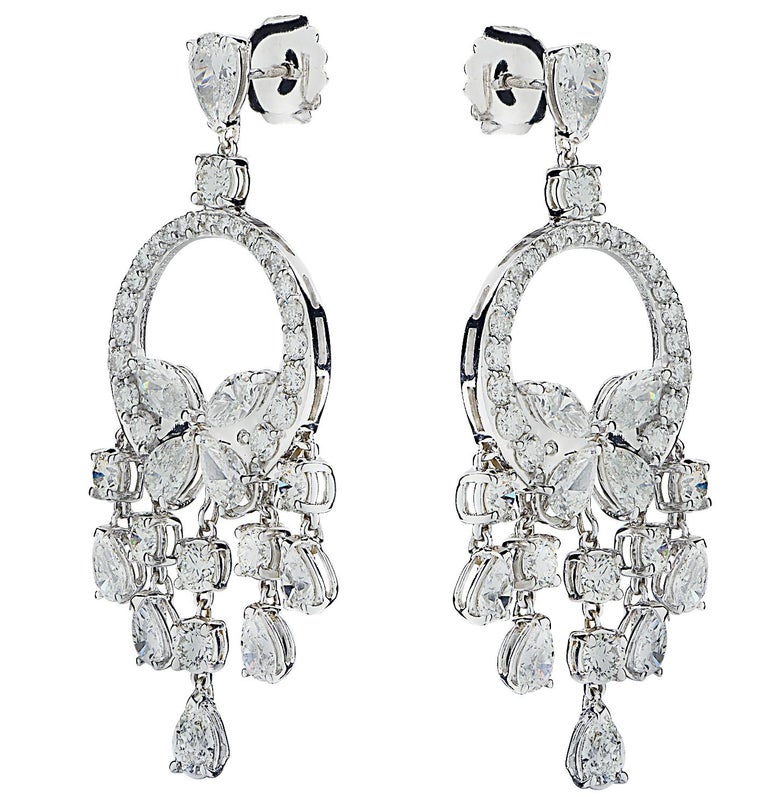 Vivid Diamond 21 Carat Diamond Dangle Chandelier Earrings For Sale at ...