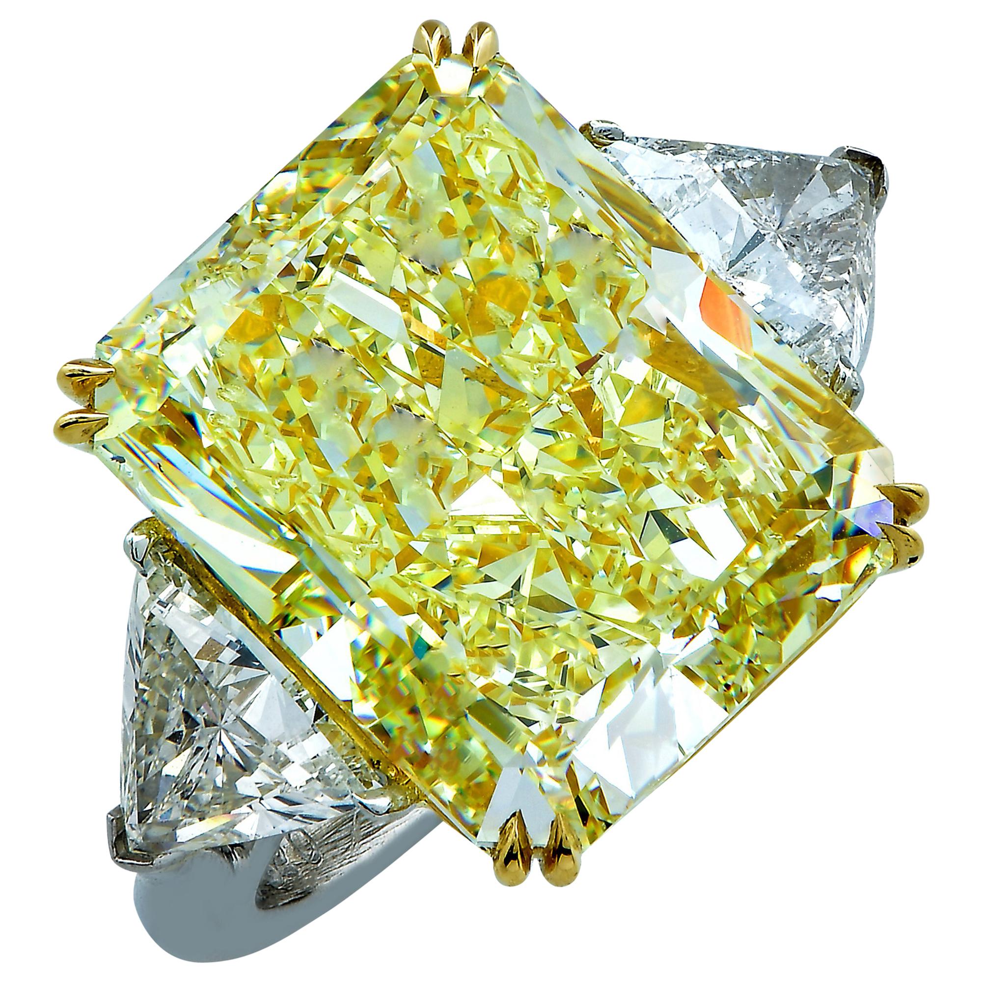 Vivid Diamonds 14.20 Carat GIA Fancy Light Yellow Diamond Engagement ...