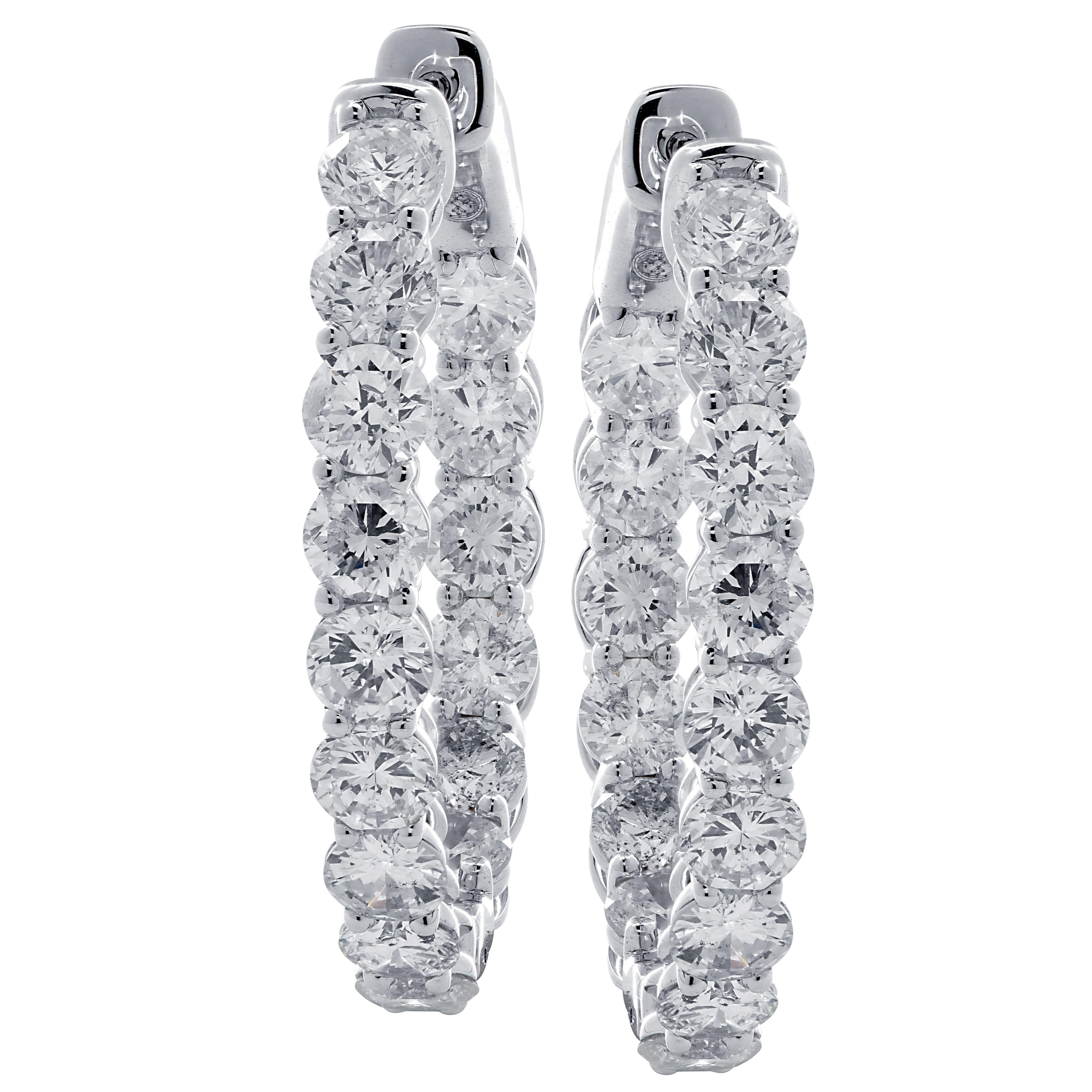 Vivid Diamonds 5.22 Carat Diamond in and Out Hoop Earrings at 1stDibs