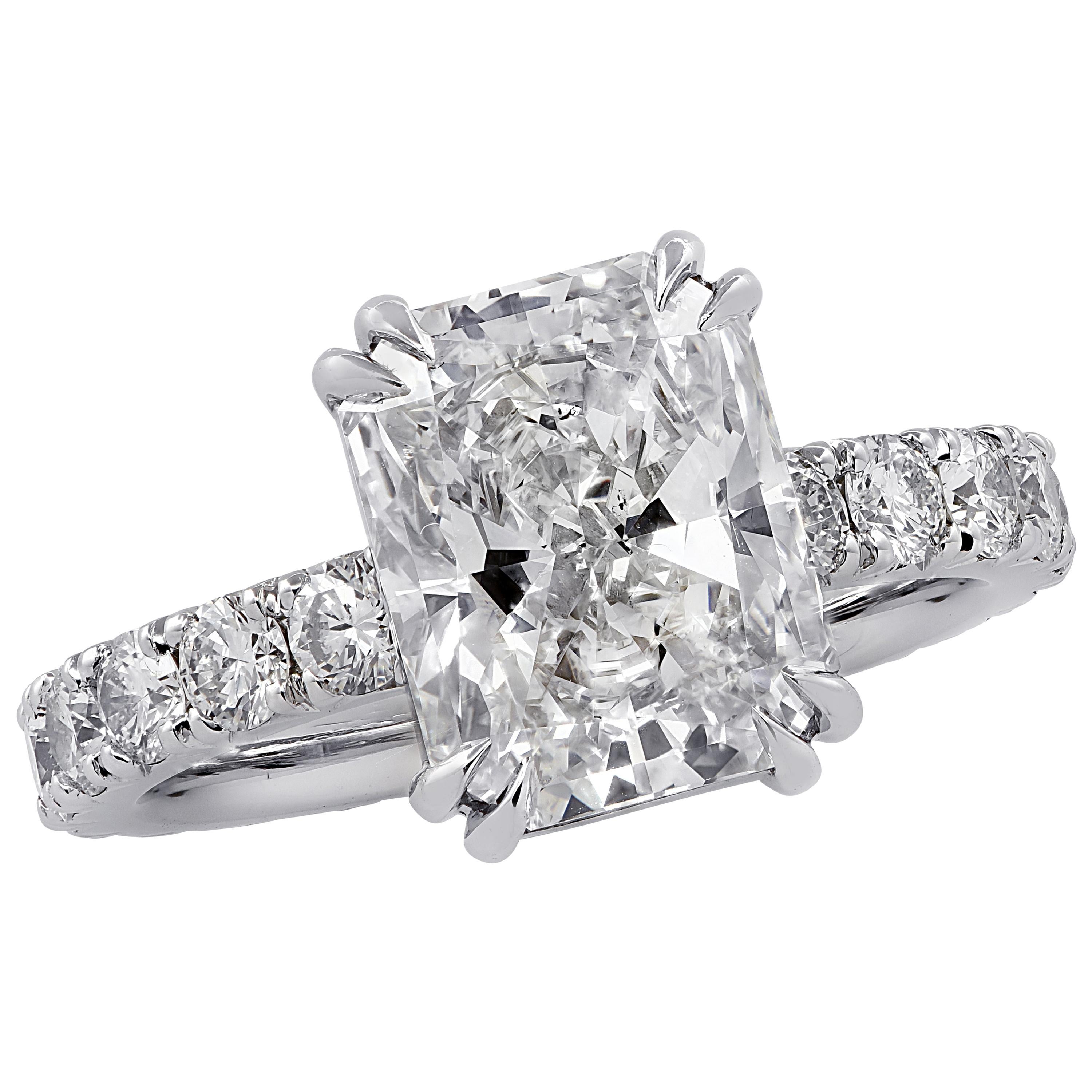 Vivid Diamonds GIA Certified 3.59 Carat Radiant Cut Diamond Engagement ...