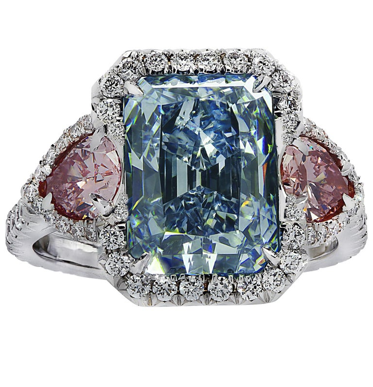 Vivid Diamonds GIA Certified 3.93 Carat Fancy Blue and Pink Diamond ...