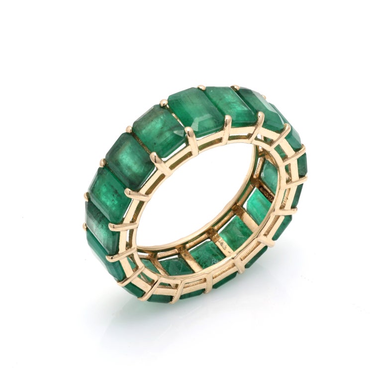 Customizable Vivid Emerald Cut 9.81 ct Emerald Eternity Band Ring in ...