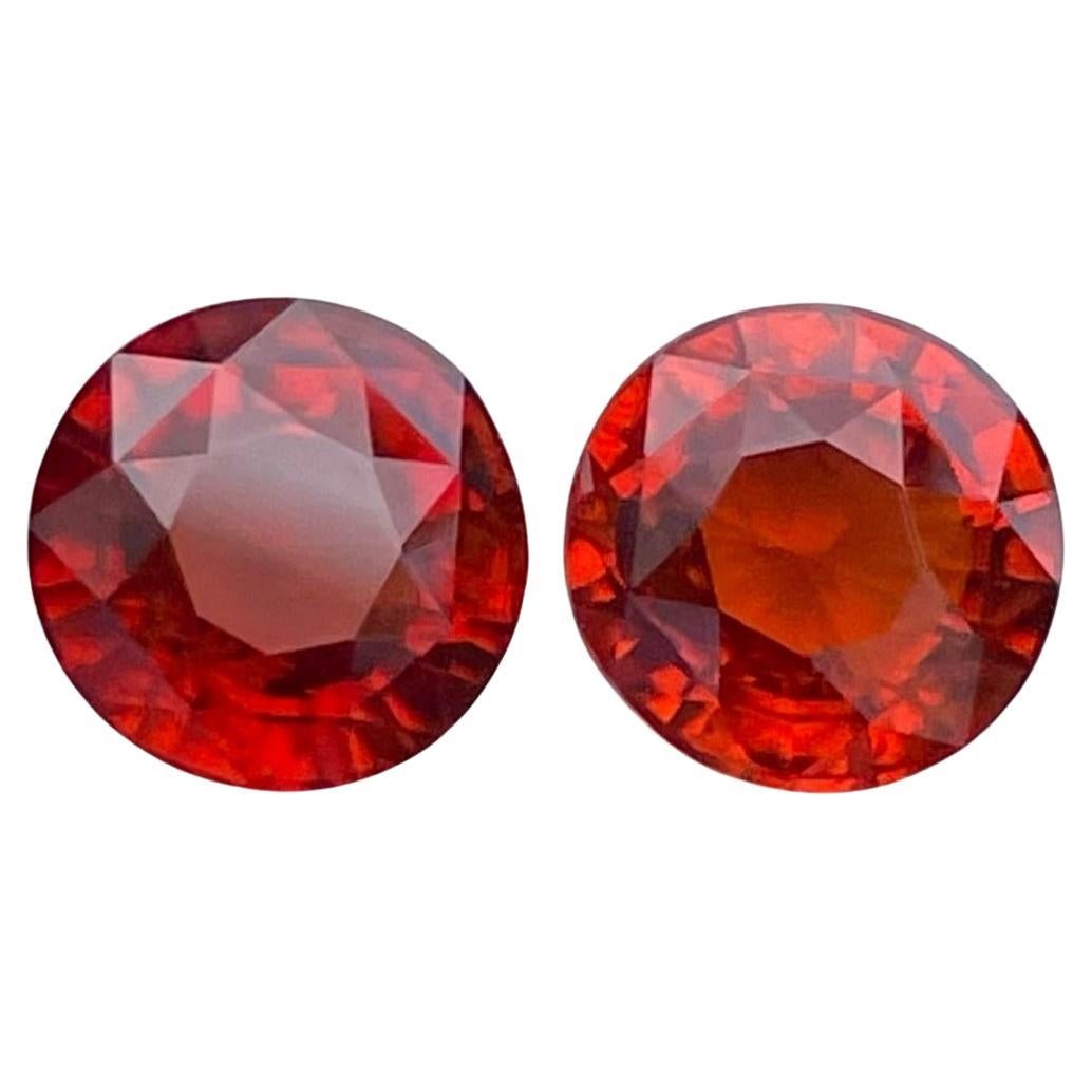 Vivid Red Garnet Pair 8.10 carat Round Brilliant Cut Natural Gem from ...