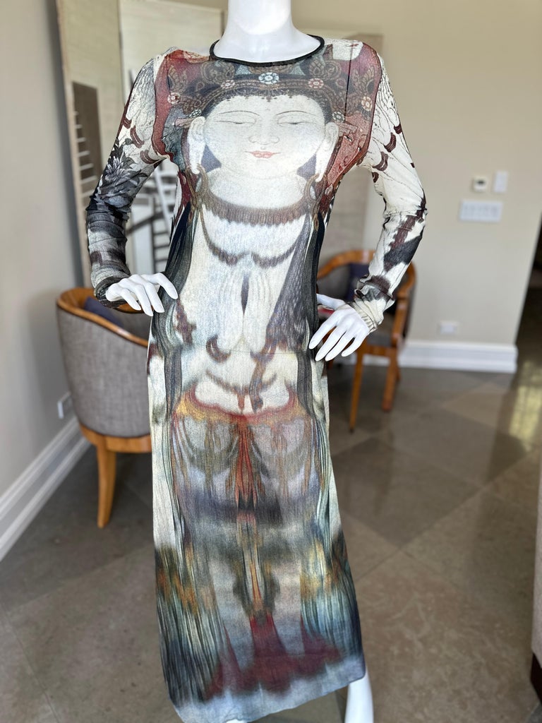 Vivienne Tam Floor Length 1997 Long Sleeve Mesh Buddha Dress For Sale ...