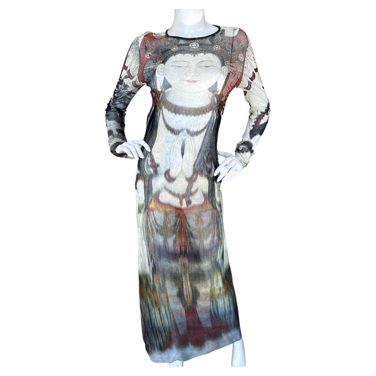 Vivienne Tam Floor Length 1997 Long Sleeve Mesh Buddha Dress For Sale ...