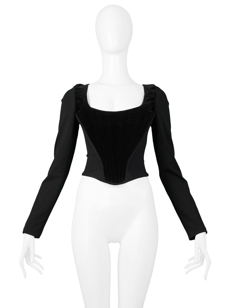 Vivienne Westwood Black Velvet Long Sleeve Corset at 1stDibs | vivienne westwood long sleeve ...