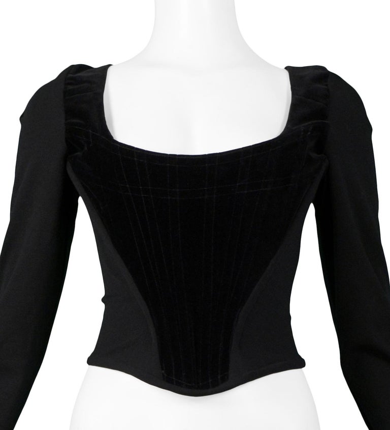 Vivienne Westwood Black Velvet Long Sleeve Corset at 1stDibs | vivienne westwood long sleeve ...