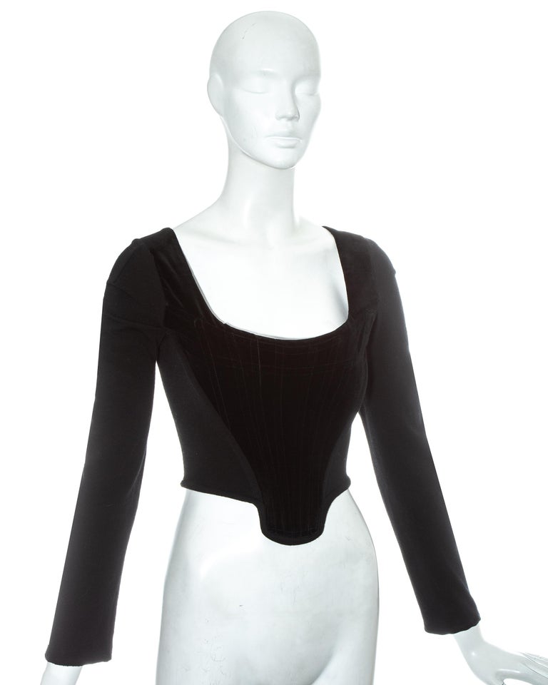 Vivienne Westwood black velvet long sleeve corset, fw 1988 For Sale at 1stDibs | vivienne ...