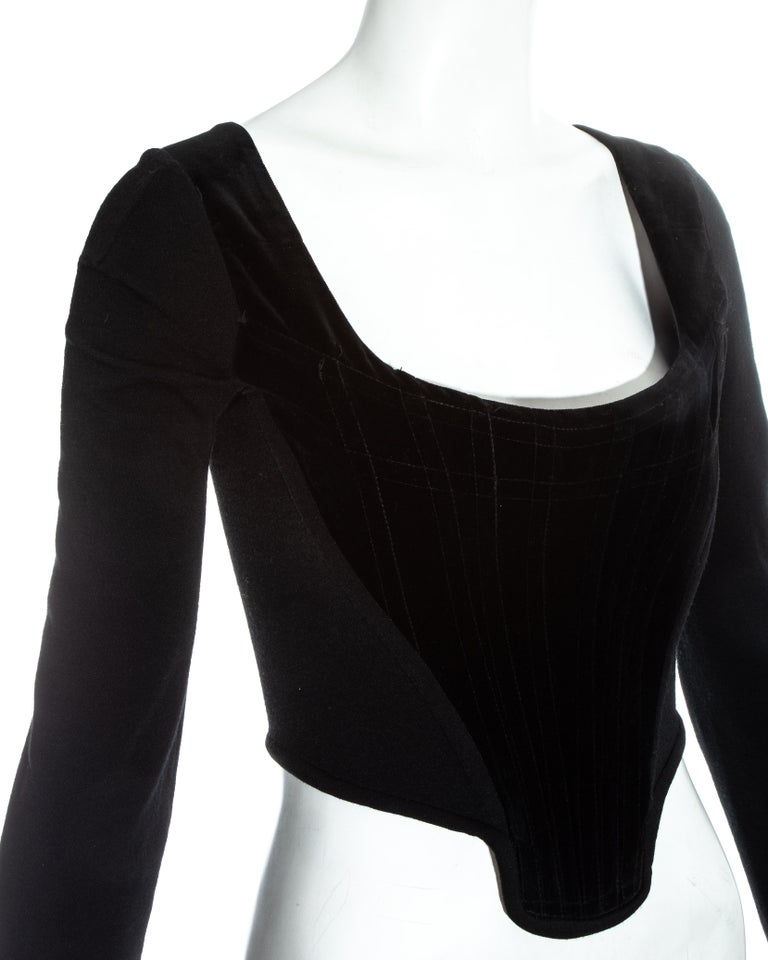 Vivienne Westwood black velvet long sleeve corset, fw 1988 For Sale at 1stDibs | vivienne ...