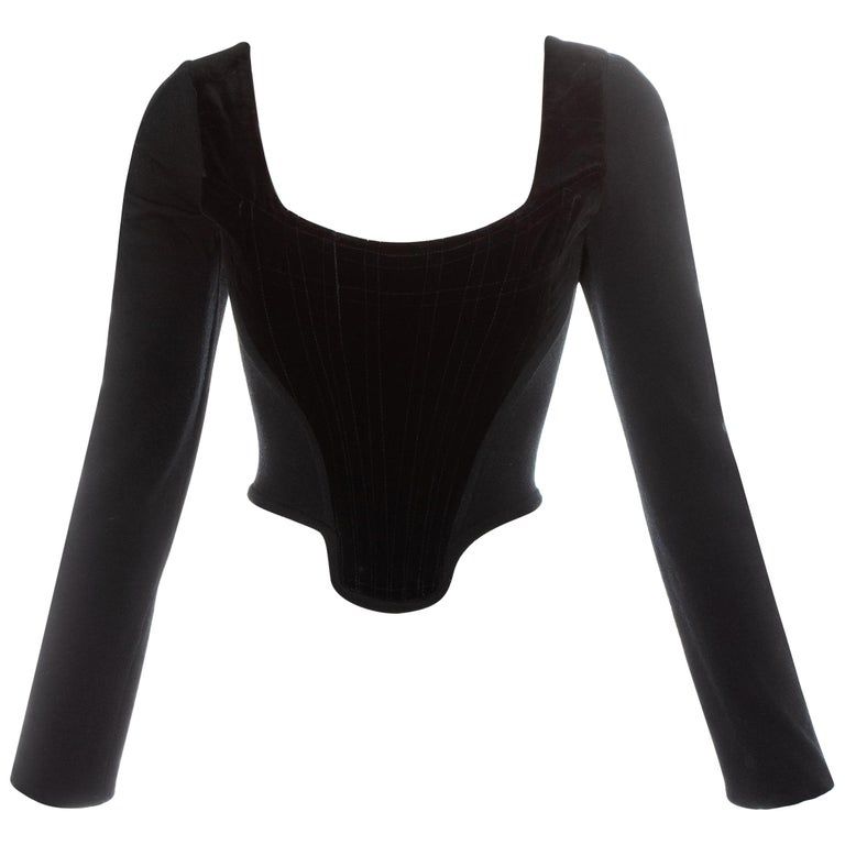 Vivienne Westwood black velvet long sleeve corset, fw 1988 For Sale at 1stDibs | vivienne ...