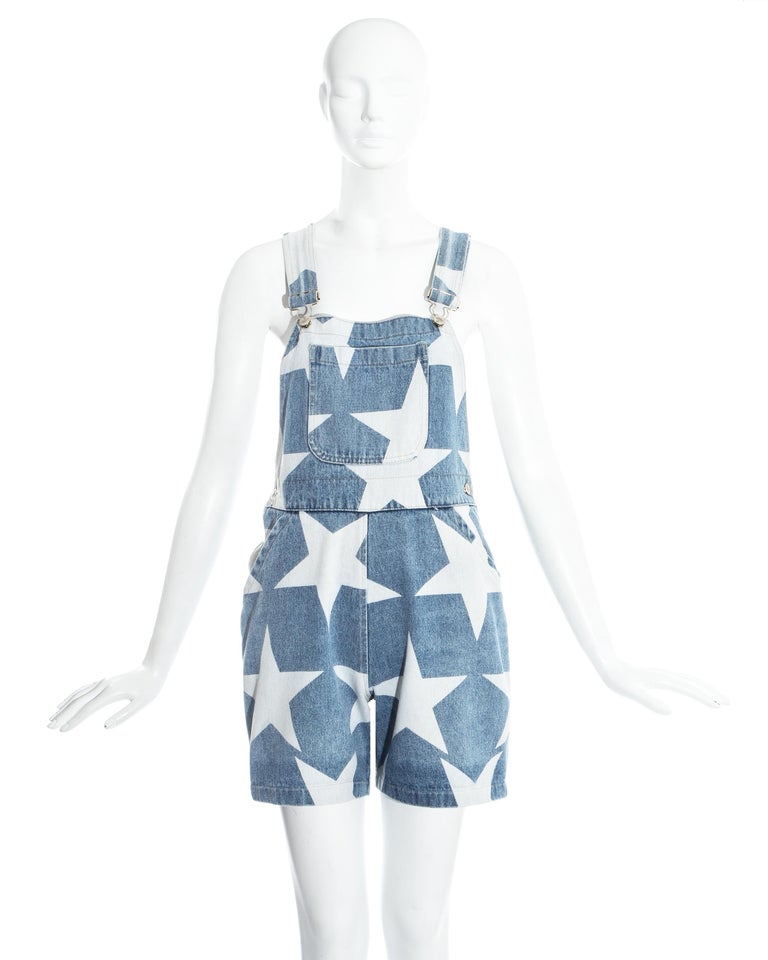 Vivienne Westwood blue denim star print 'Mini Crini' dungarees. ss 1985 ...